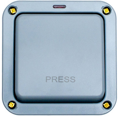 IP66 Outdoor 1 Gang Single Retractive Light Switch - 20A 2 Way & Neon ...