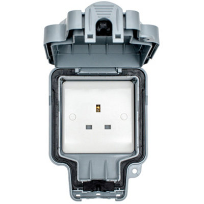 IP66 Outdoor 1 Gang Single Unswitched 13A UK Plug Socket Garden ...
