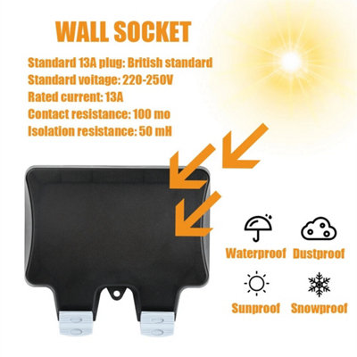 IP66 Waterproof Outdoor 13A 2 Gang Storm Switched Twin Double Socket ...