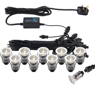 IP67 Decking Plinth Light Kit 10x 25mm Colour Changing White Lamps ...