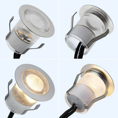IP68 Outdoor LED Decking Lights 30mm Round Warm White 3000k 10 Kit DEC10WW