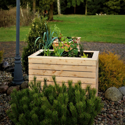 Irena Larch Timber Deep Trough Planter
