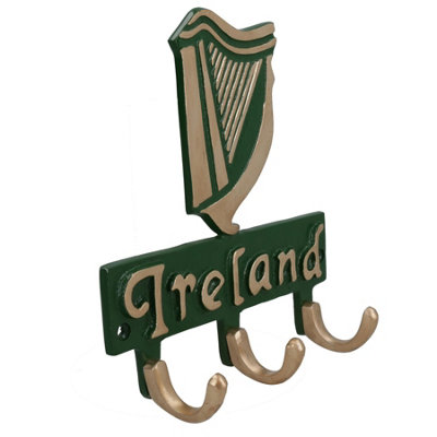 Irish Ireland Coat Jacket Key Hanger / Rack 3 Hooks / Pegs Wall Hall ...