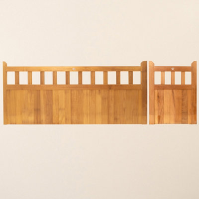 Iroko Cottage Gates 3/4 1/4 Split - 2.1m Total Width x 2.1m High ...
