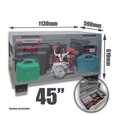 Iron Ox Heavy Duty Van Safe Tool Box Steel Site Box L1130 x D590 x H610mm