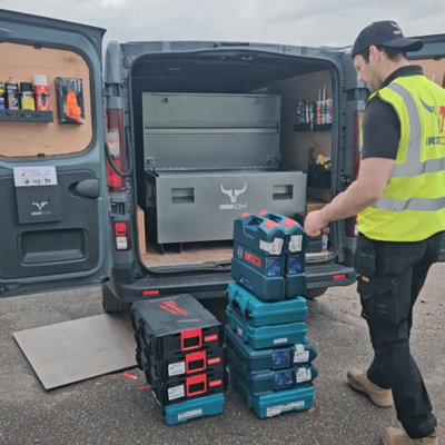 Iron Ox Heavy Duty Van Safe Tool Box Steel Site Box L1130 x D590 x H610mm