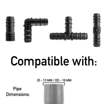 Irrigation Pipe Connectors Kit - Mixed Barb Fittings for 1/2" Hose Pipe ...