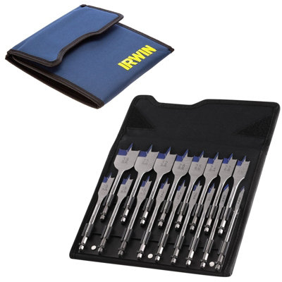IRWIN Blue Groove 4X Flat Bit Set - 17 Piece Wood Drill Bit Collection
