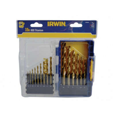 IRWIN HSS TITANIUM METAL DRILL BIT SET, 15 PIECE MULTI COLOUR (ONE SIZE)