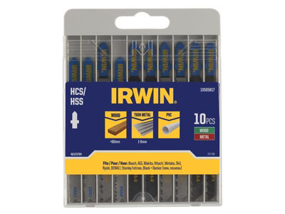 Irwin Jigsaw Blades x10 Assorted Wood Plastic Metal T-Shank 10505817 ...