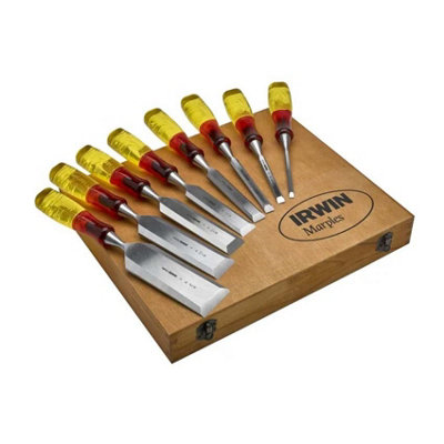 Irwin Marples M373 8 Piece Splitproof Set Chisels 6-50mm Box + Leather ...