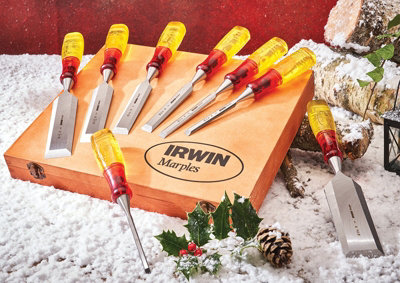 Irwin Marples M373 8 Piece Splitproof Set Chisels 6-50mm Box + Leather ...
