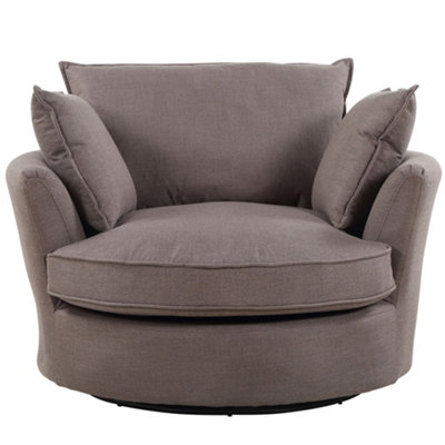 Irwin Woven Textured Fabric Brown Coloured Swivel Based Cuddle Chair ...