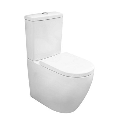 Isaac Round Comfort Height Close Coupled Toilet with Soft Close Seat at B&Q