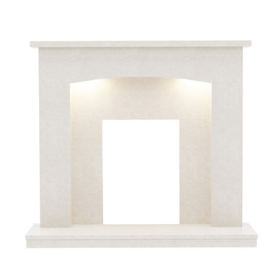 Isabelle 45" Manila Micro Marble Fire Surround with Under Mantel ...