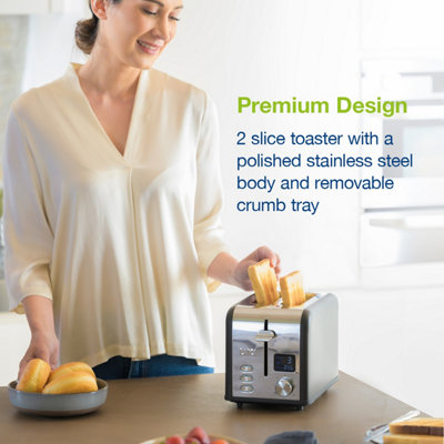 ISEO 2 slice digital toaster, High Lift & Extra Wide Slots, 6 Browning ...