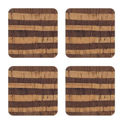 iStyle Tiger Set of 4 Cork Veneer Coasters at B&Q
