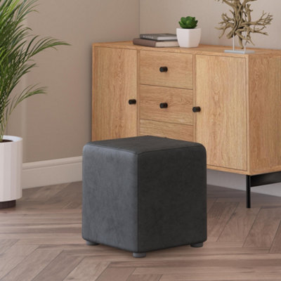 Italian Leather Cube Seating Italian Leather - Graphite Grey