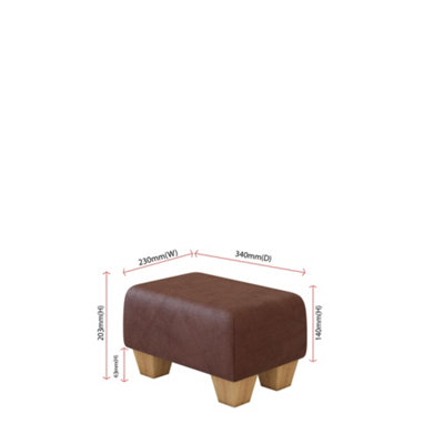 Italian Leather Small Footstools Natural Wood Chunky Legs - Italian ...