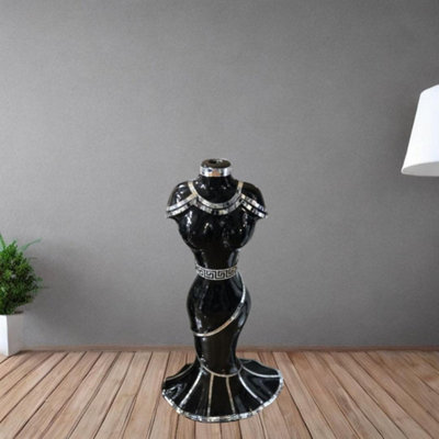 Italian Sparkly Vase Romany Mirrored Mosaic Lady Shape 60X40Cm (Black ...