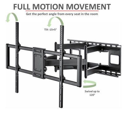 iTech Mount 60" to 120" Full Motion Heavy Duty Double Arm TV Wall Mount ...