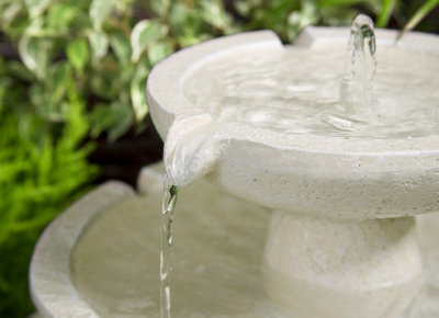 Ivory 3-Tier Cascading Solar Powered Water Feature Self Contained 42cm