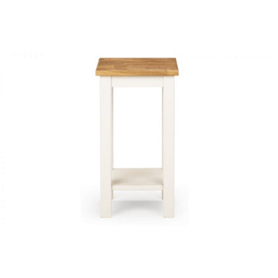 Ivory and Oak Tall Narrow Side Table