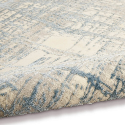 Ivory Blue Modern Easy to Clean Abstract Ruf For Bedroom Dining Room ...