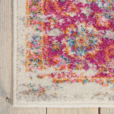 Ivory Fuschia Rug, Stain-Resistant Floral Rug, Luxurious Traditional ...