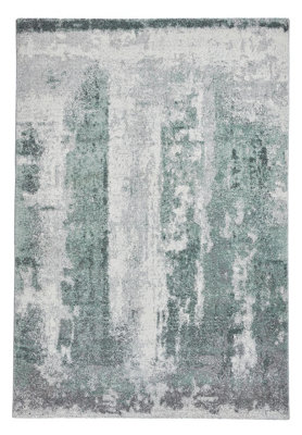 Ivory/Green Modern Easy to Clean Abstract Rug For Dining Room-120cm X 170cm
