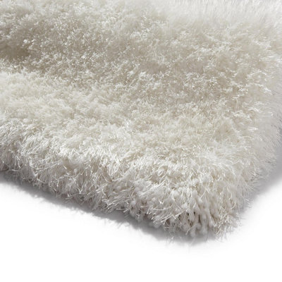 Ivory Plain Shaggy Handmade Modern Easy to clean Rug for Bed Room ...
