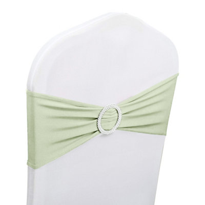 Ivory Spandex Chair Band with Slider Buckle Stretchy Chair Band Sash, 1pc