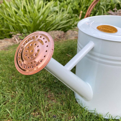 IVORY WHITE & COPPER METAL WATERING CAN (3.5 LITRE)