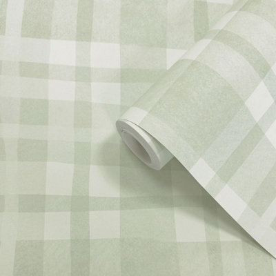 Ivy Plaid Wallpaper Sage Green Holden 14000