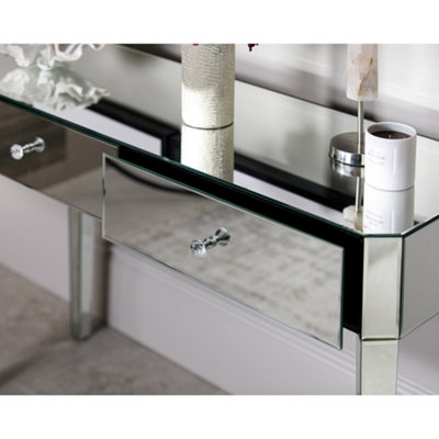 Ivy Silver Mirrored Dressing Table/Console Table