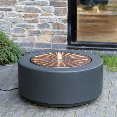Ivyline Large Water Feature with Light Display in Charcoal & Aged ...