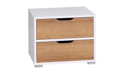 Iwa 11 Bedside Table in White Matt & Golden Oak - Chic Nightstand with ...
