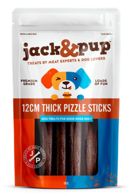 Jack&Pup Odourless Thick Pizzle Sticks 12cm (10 Count)