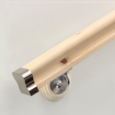 Jackson Woodturners Pine HR Wall Mounted Handrail Kit with Brushed ...