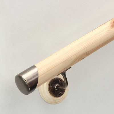 Jackson Woodturners Pine Round Mopstick Handrail Kit - Antique Brass ...