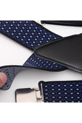 Jacquard 50mm Heavy Duty Y Back Adjustable Suspenders Navy