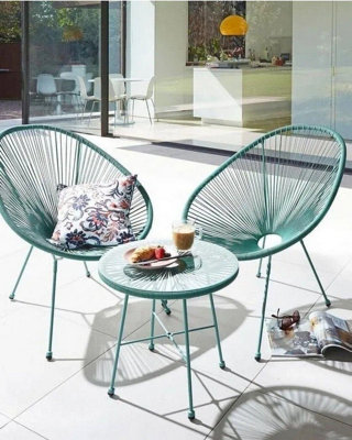 Jade 2 Seater Rope Design Bistro Set Outdoor Garden Patio Chairs ...