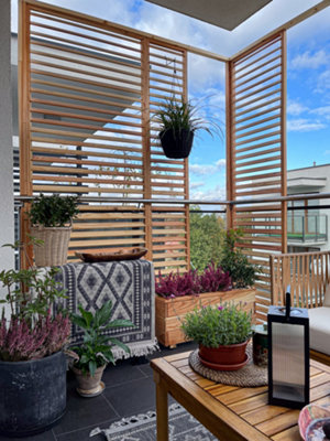 Jagram 2 x Wooden Venetian Garden Fence Panels Privacy Screen Larch 180 ...