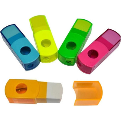 Jakar 2-in-1 Neon Pencil Sharpener & Eraser (Yellow) - Compact ...