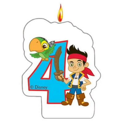 Jake And The Never Land Pirates Yo Ho 4th Birthday Candle White ...