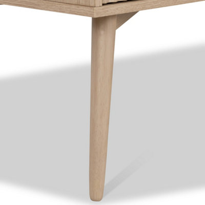 JAKOB OAK 90CM GROOVED COFFEE TABLE WITH DRAWER - BY ROSELAND FURNITURE