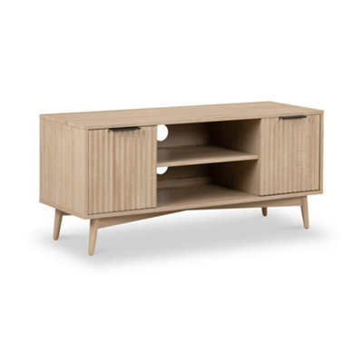 Jakob Oak Small 110cm Grooved TV Unit - By Roseland Furniture