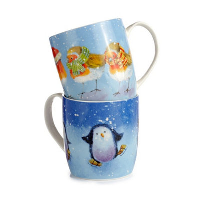 Jan Pashley Robin and Penguin Mug Set