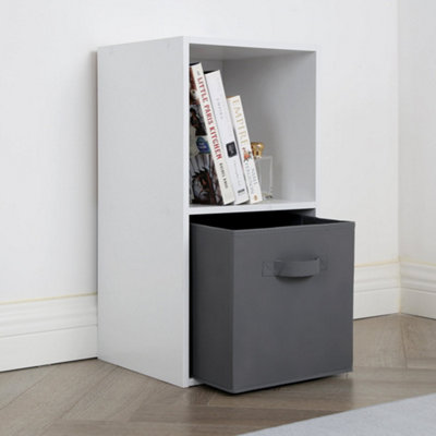 Jane - 2x1 White Bookcase with Baskets