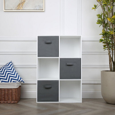 Jane - 2x3 Cube Storage Unit with 3 baskets - White | DIY at B&Q
